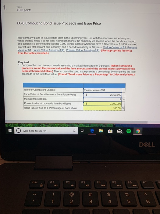 Solved 10.00 points EC-6 Computing Bond Issue Proceeds and | Chegg.com