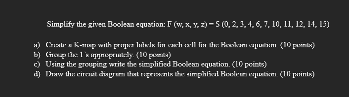Solved Simplify the given Boolean equation: | Chegg.com
