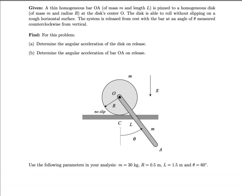 Solved: Given: A Thin Homogeneous Bar OA (of Mass M And Le... | Chegg.com Solved: Given: A Thin Homogeneous Bar OA (of Mass M And Le... | Chegg.com