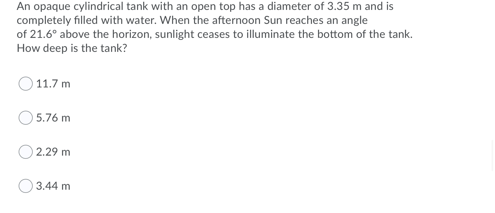 Solved An opaque cylindrical tank with an open top has a | Chegg.com