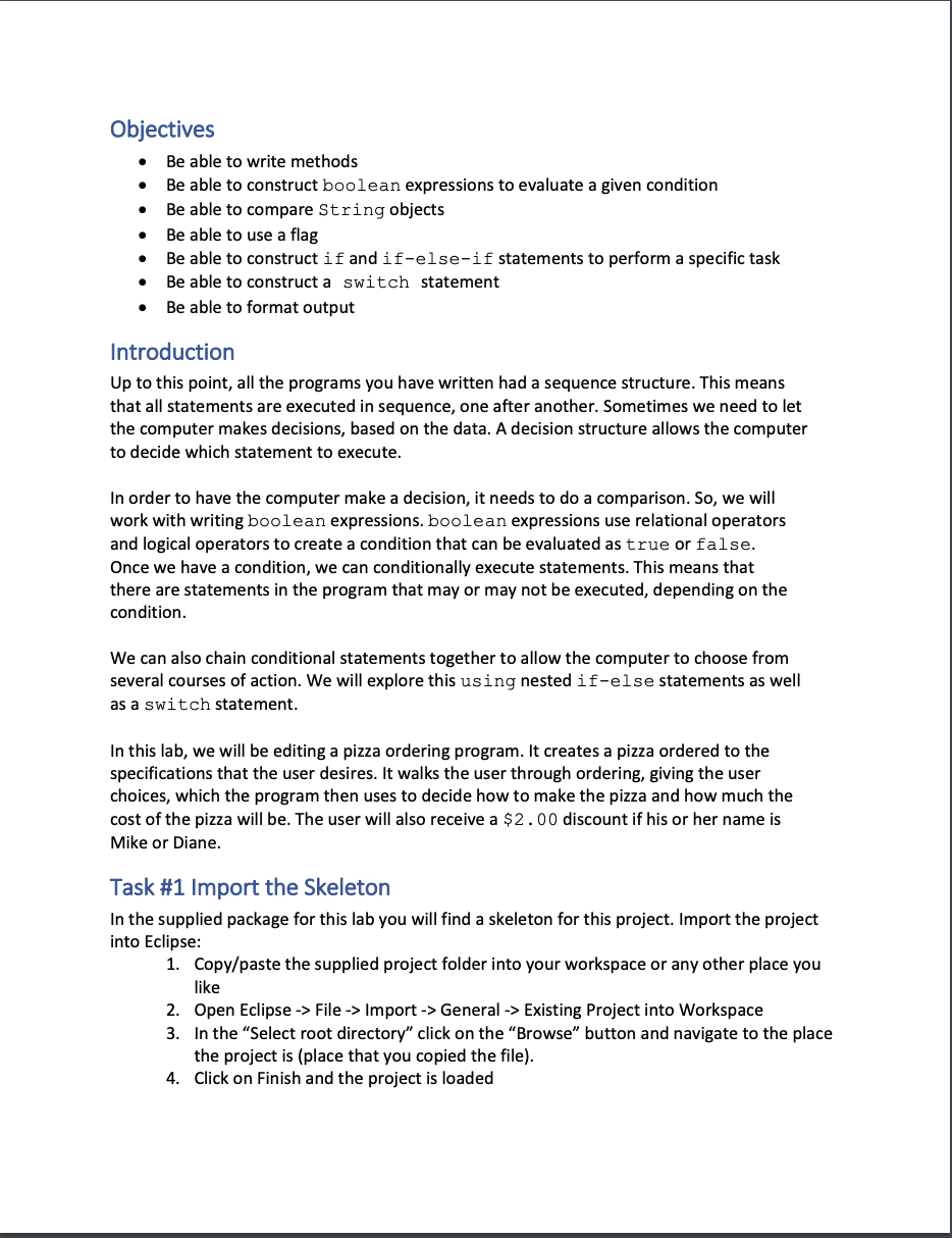 Solved Objectives - Be able to write methods - Be able to | Chegg.com