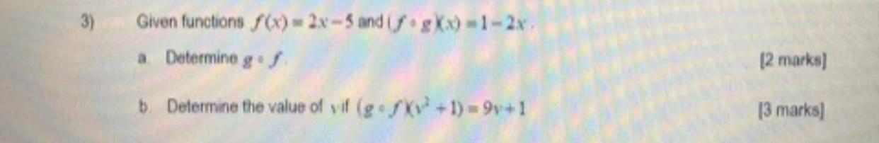 Solved Given functions f(x)=2x−5 and (f∘g)(x)=1−2x. a. | Chegg.com