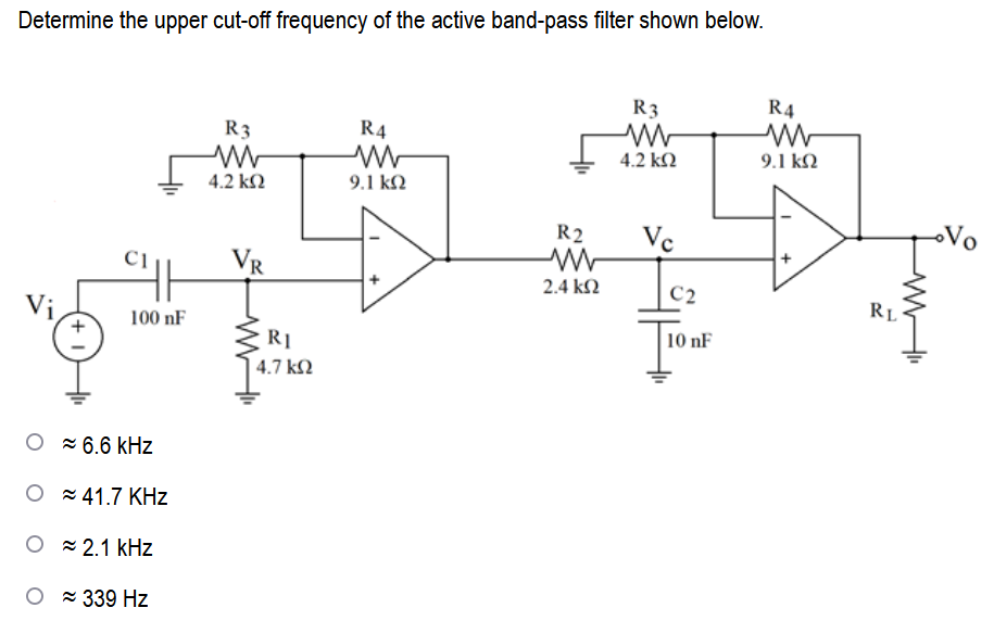 Solved Determine the upper cut-off frequency of the active | Chegg.com