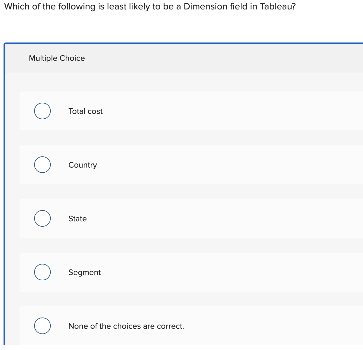 Which of the following is least likely to be a | Chegg.com