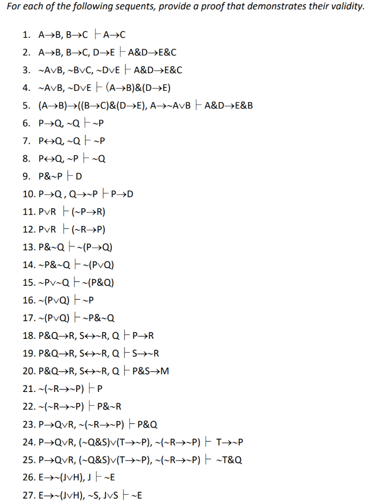 Solved How would I demonstrate the validity of the sequents? | Chegg.com