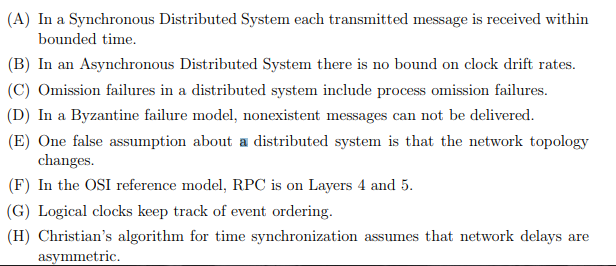 Solved A In A Synchronous Distributed System Each