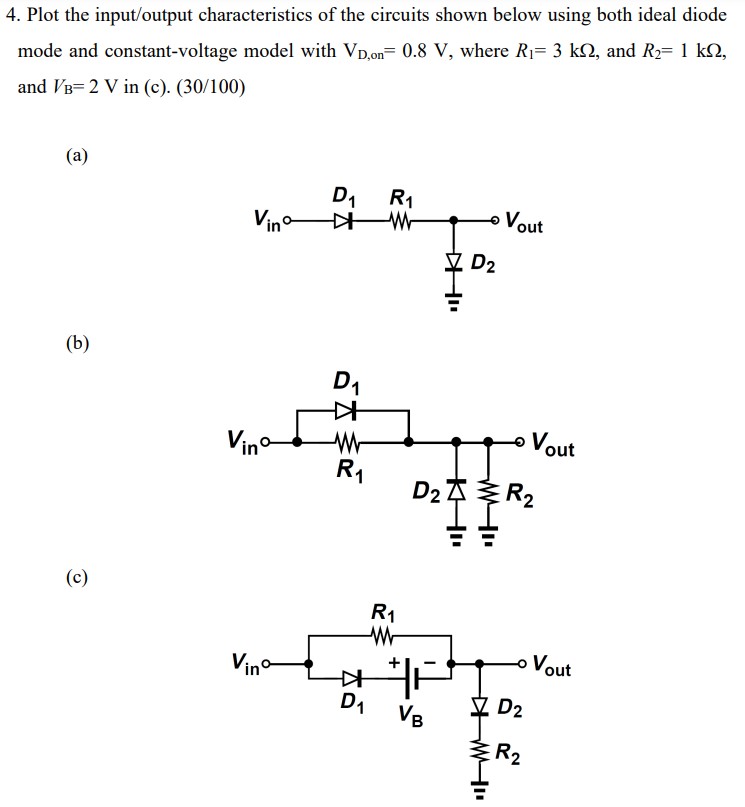 Solved 4. Plot the input/output characteristics of the | Chegg.com