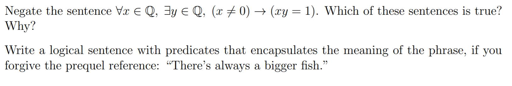 Solved Negate the sentence Vx E Q, By EQ, (170) + (xy = 1). | Chegg.com