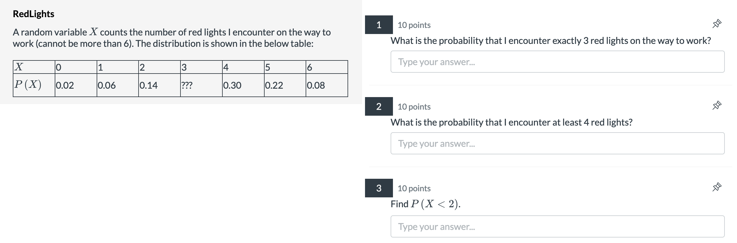 Solved RedLights 110 points A random variable X counts the | Chegg.com