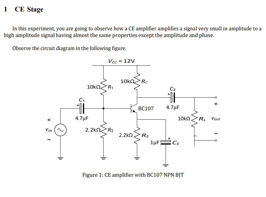 Solved In this experiment, you are going to observe how a CE | Chegg.com