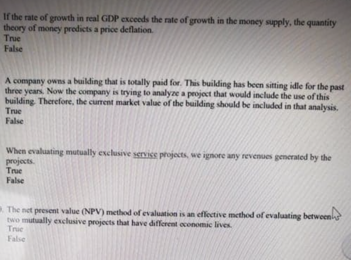 Solved Part I True/Felse with Explanation (15 marks, each | Chegg.com