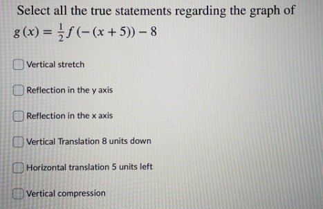 Solved Select all the true statements regarding the graph of | Chegg.com