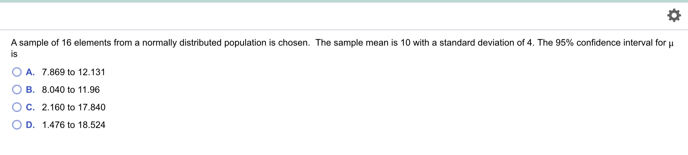Solved A sample of 16 elements from a normally distributed | Chegg.com