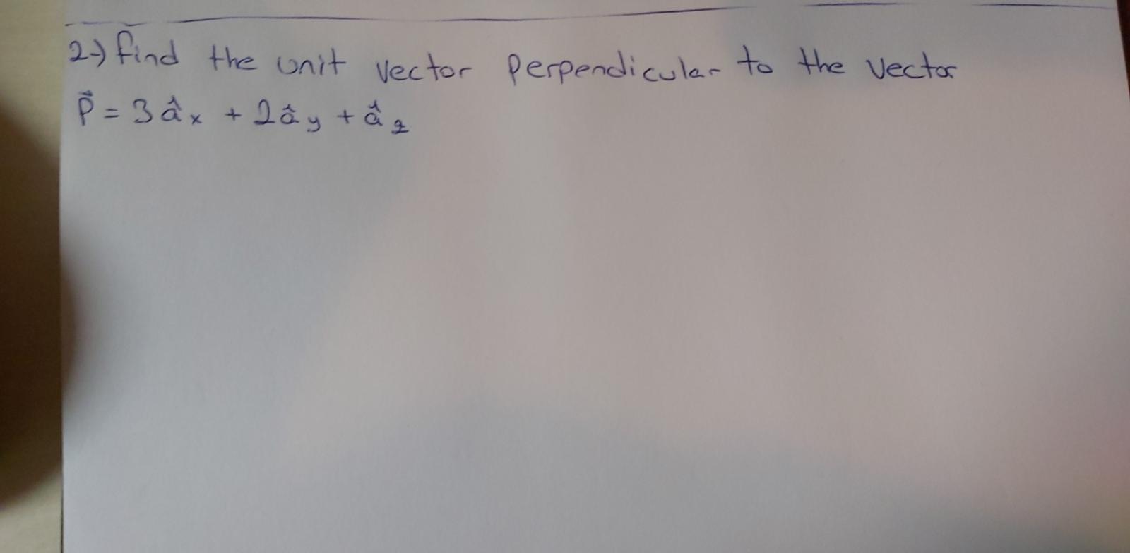 Solved 2) find the unit vector perpendicular to the vector | Chegg.com