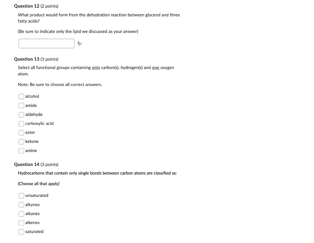 Solved Question 8 (3 points) The melting point of a fatty | Chegg.com