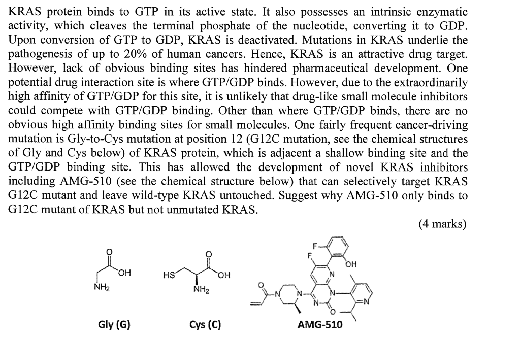 Solved KRAS protein binds to GTP in its active state. It | Chegg.com