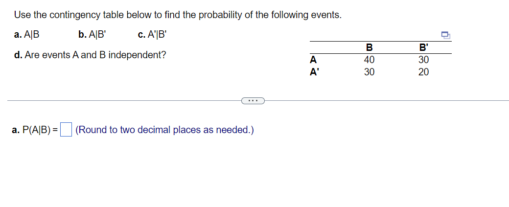 Solved Use the contingency table below to find the | Chegg.com