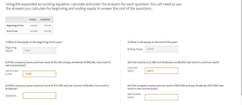Solved Using the expanded accounting equation, calculate and | Chegg.com