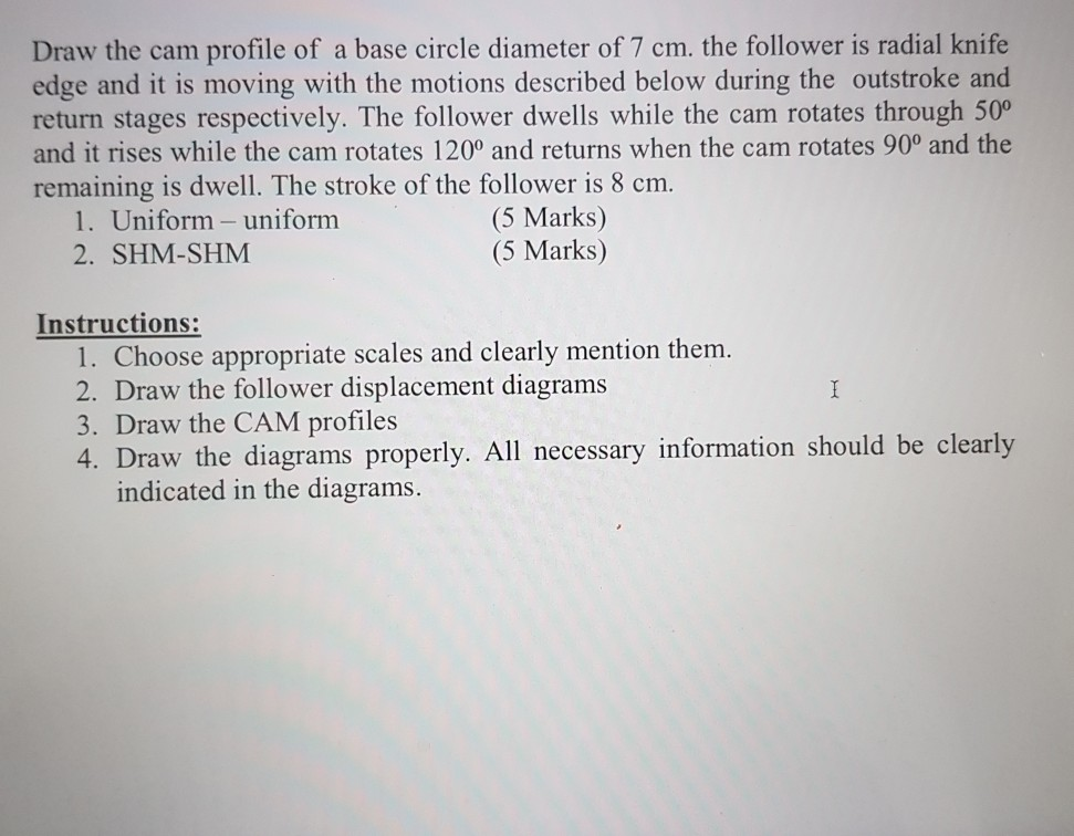 Solved Draw the cam profile of a base circle diameter of 7 | Chegg.com