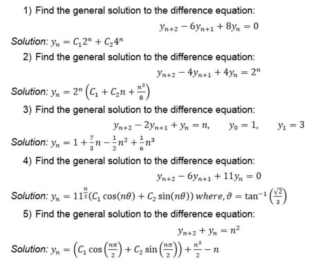 Solved 1) Find the general solution to the difference | Chegg.com