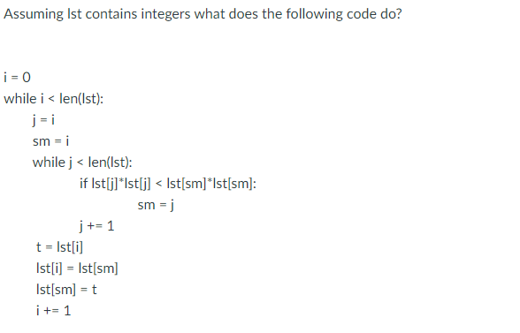Solved Assuming Ist contains integers what does the | Chegg.com