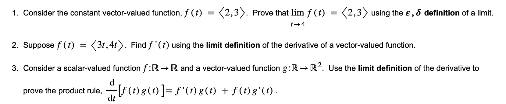 Solved 1. Consider the constant vector-valued function, | Chegg.com
