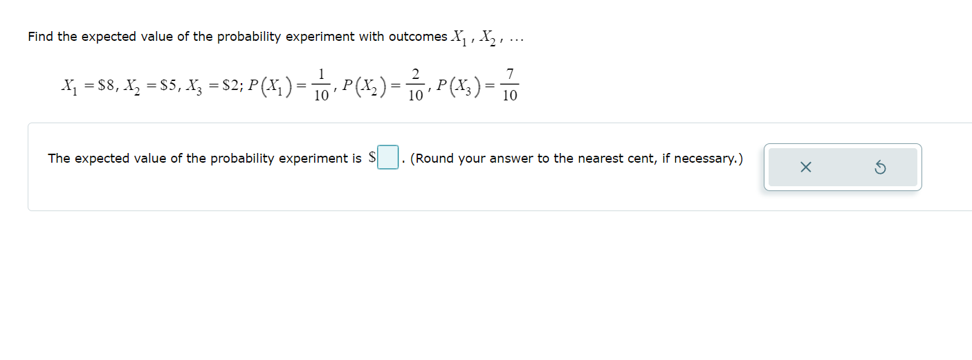 Solved Find the expected value of the probability experiment | Chegg.com