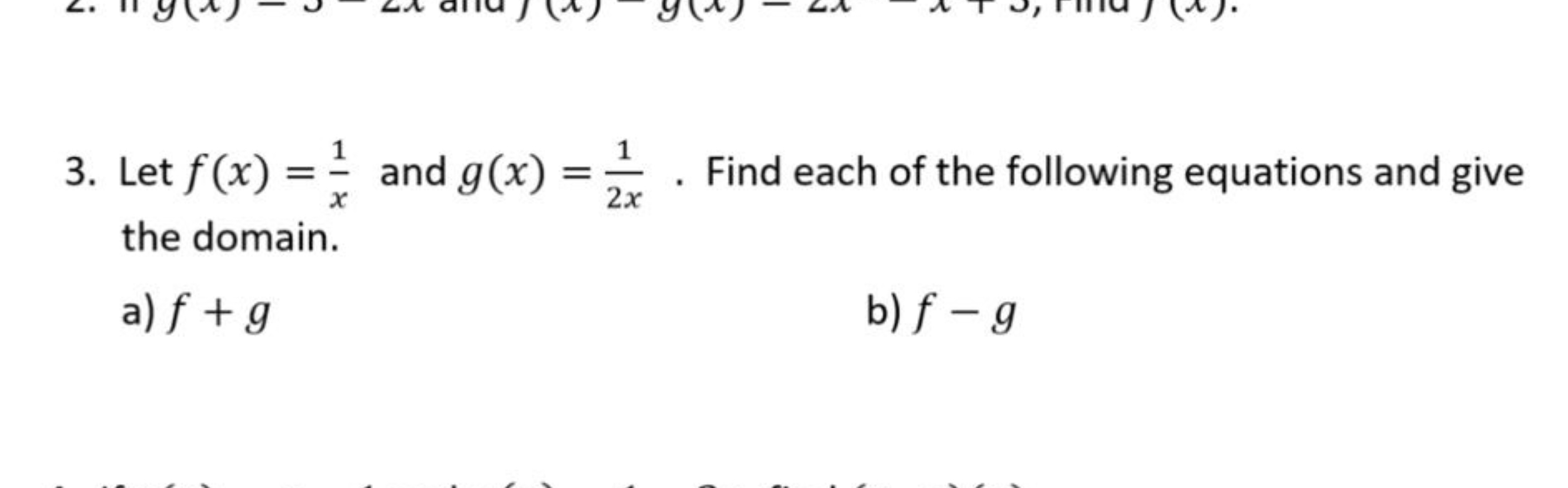 Solved Let f(x)=1x ﻿and g(x)=12x. ﻿Find each of the | Chegg.com