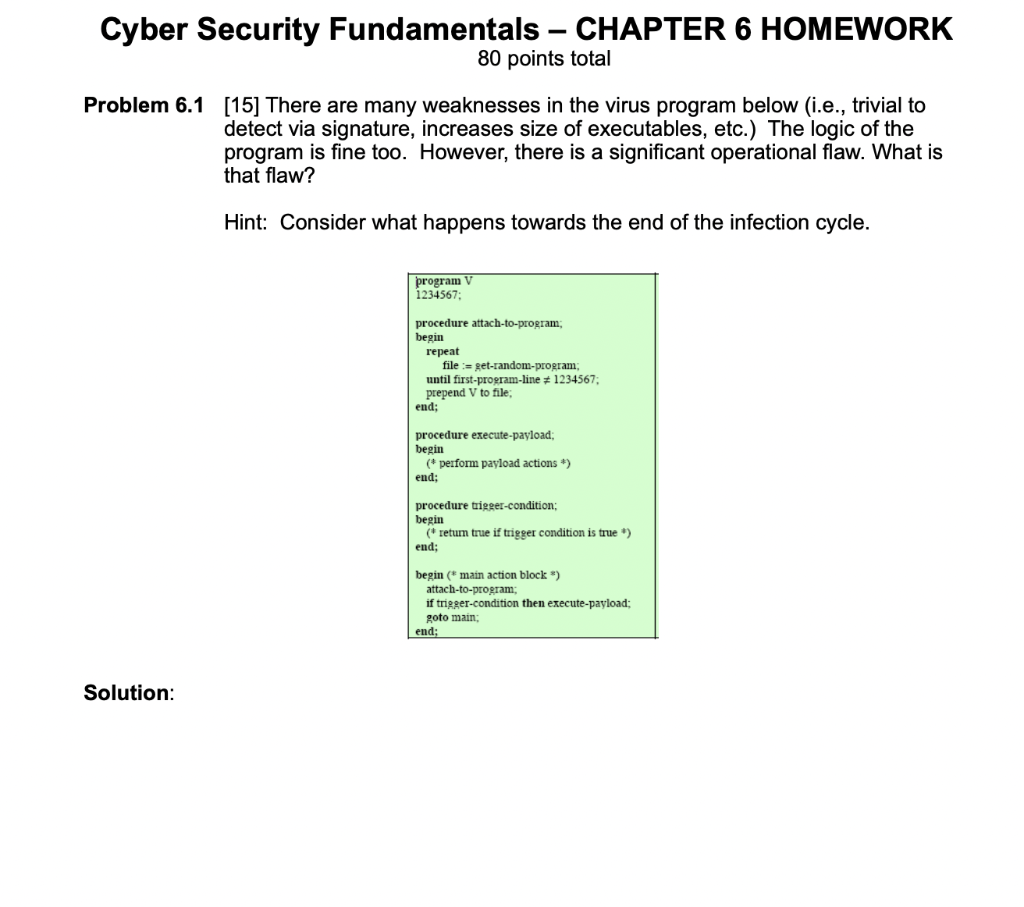 Solved Cyber Security Fundamentals - CHAPTER 6 HOMEWORK 80 | Chegg.com