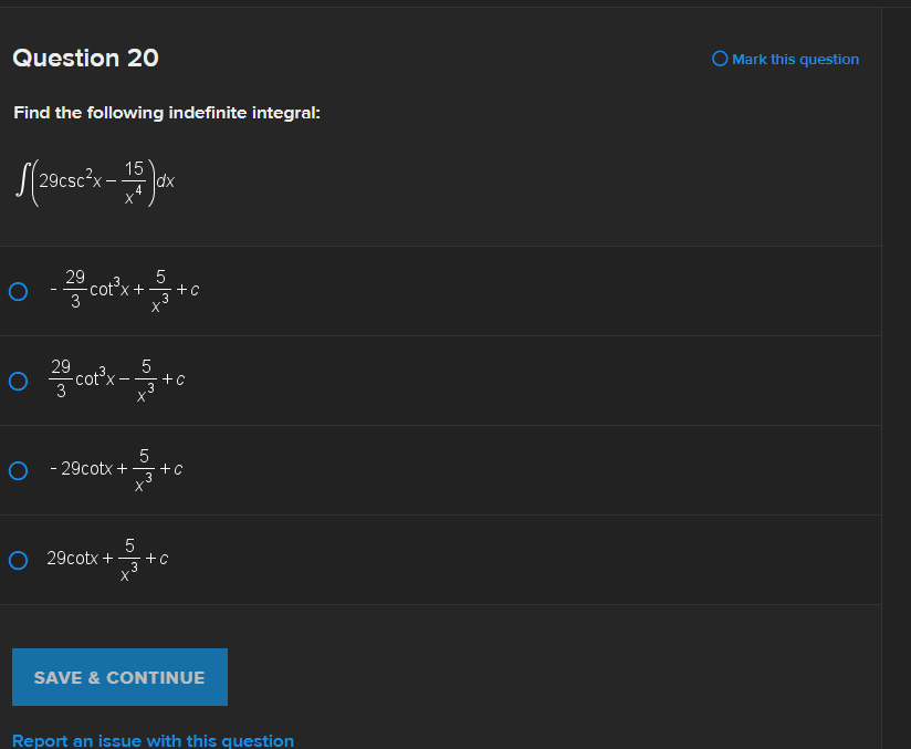 Solved Find the following indefinite integral: | Chegg.com