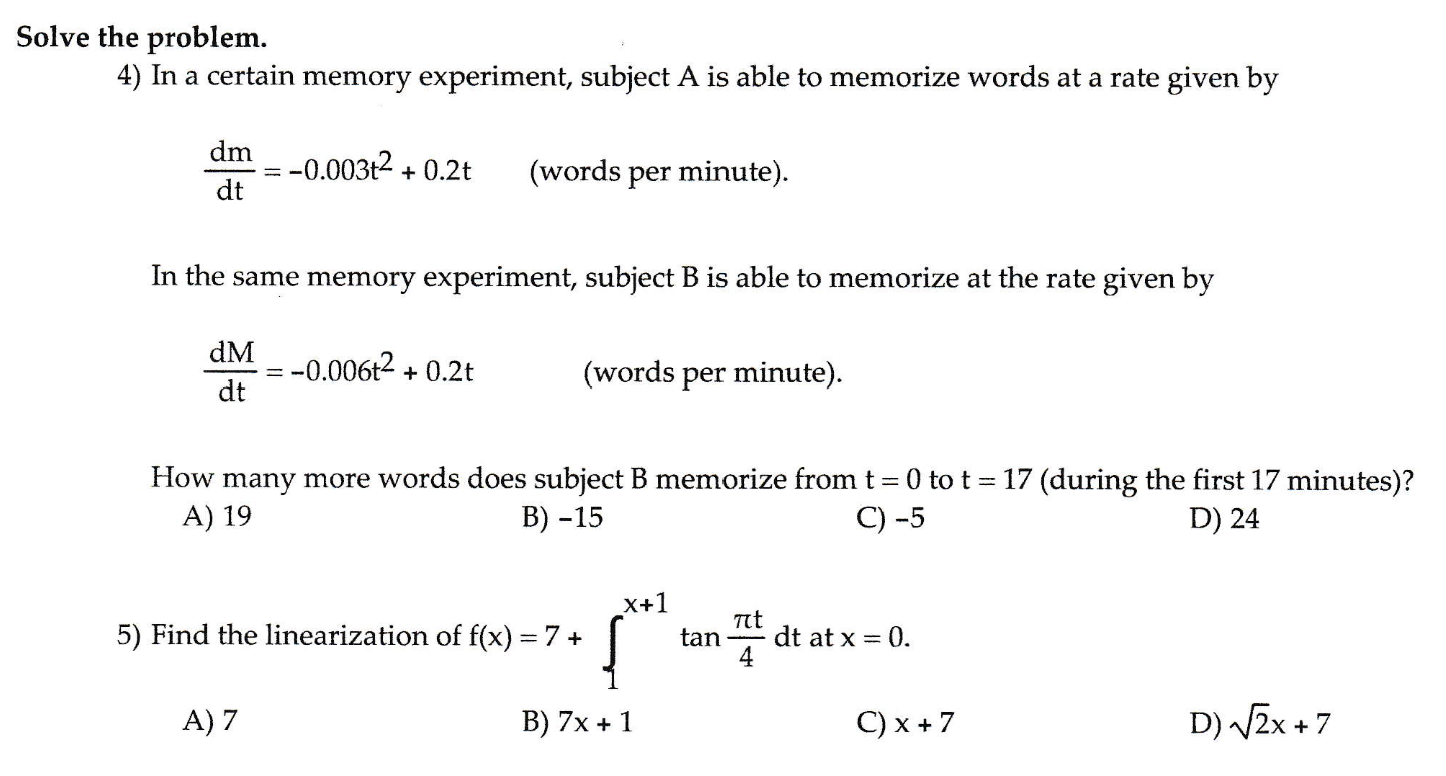 Solved Solve the problem. 4) In a certain memory experiment, | Chegg.com