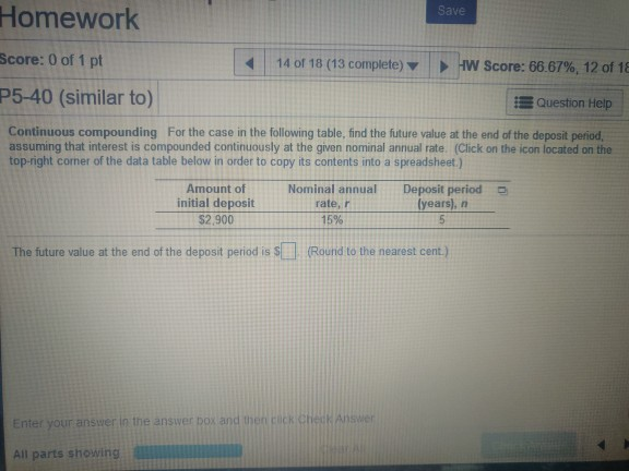 Solved Save Homework Score 0 Of 1 Pt 14 Of 18 13 Complete