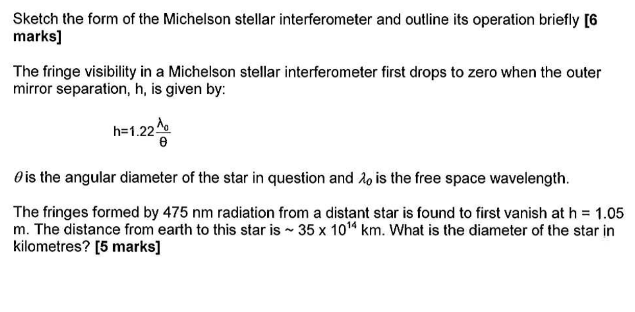 Solved Sketch the form of the Michelson stellar | Chegg.com