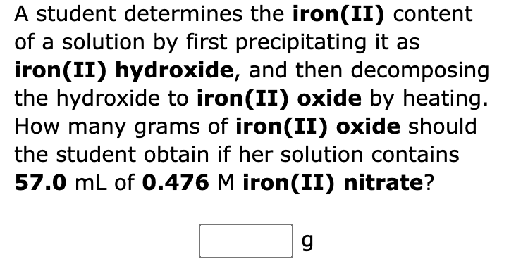 Solved A student determines the iron(II) content of a | Chegg.com