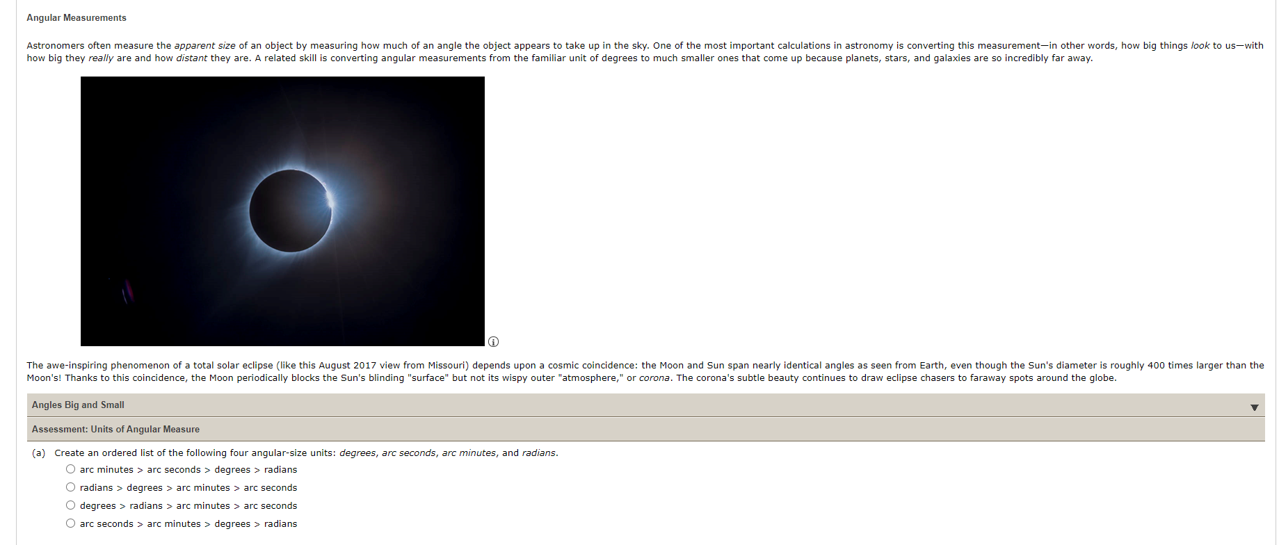 Solved Angular Measurements Astronomers often measure the | Chegg.com