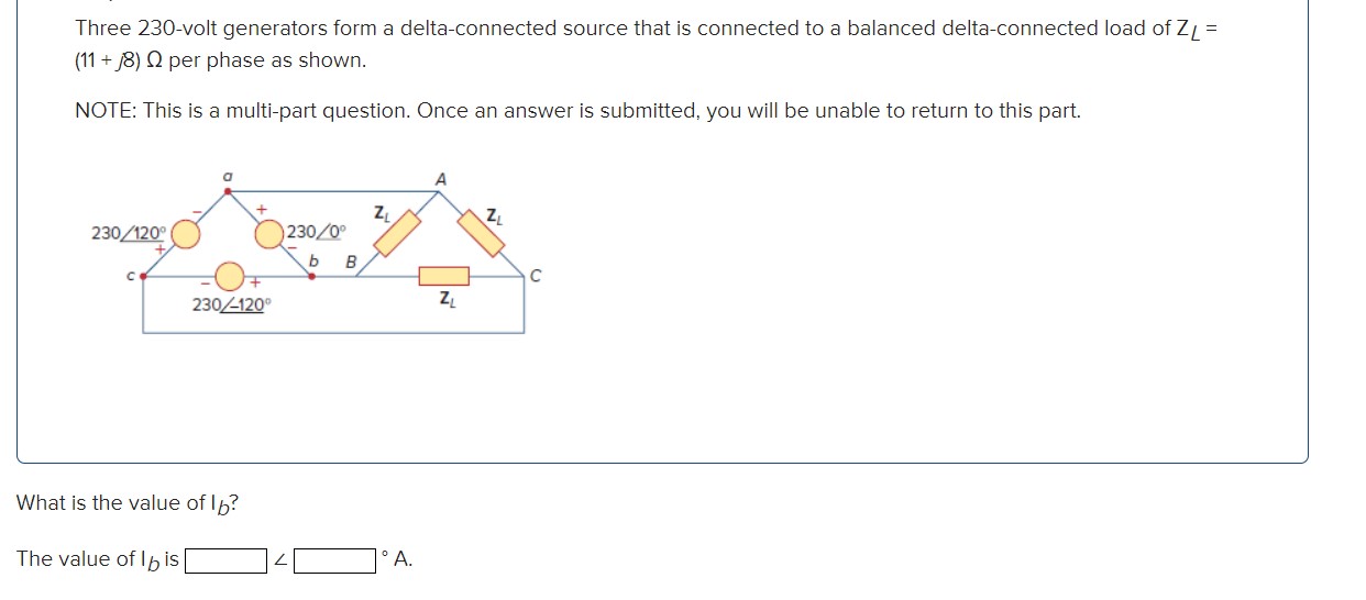 Solved Three 230-volt generators form a delta-connected | Chegg.com