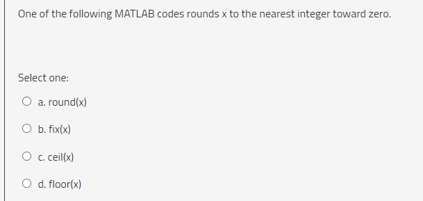 Solved Which of the following MATLAB commands will create a | Chegg.com
