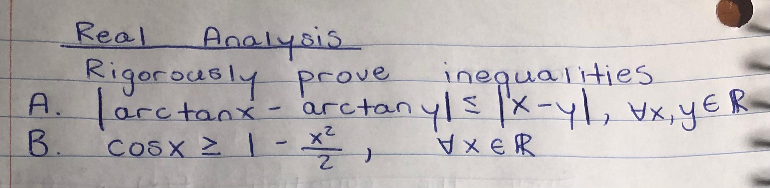 Solved Real Analysis Rigorously prove inequalities A. I | Chegg.com