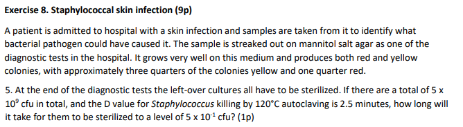 Solved Exercise 8. Staphylococcal skin infection (9p) A | Chegg.com