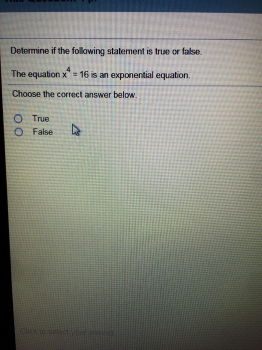 Solved Determine if the following statement is true or false | Chegg.com