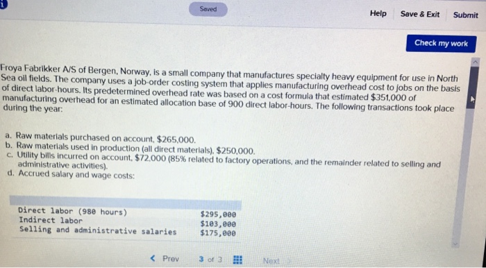Solved Saved Help Save & Exit Submit Check my work Froya | Chegg.com
