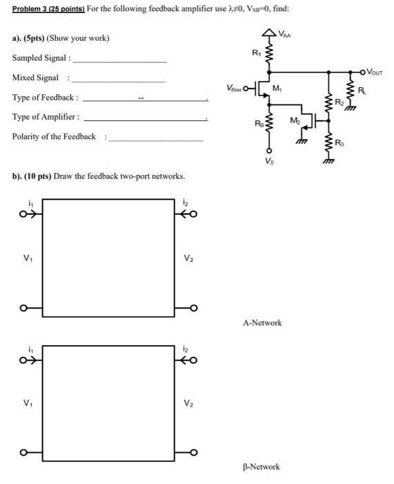 Solved Problem 3(25 points) For the following feedback | Chegg.com