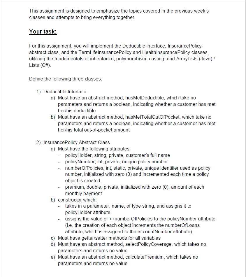 Solved Needed in C# ONLY please. For this assignment, you | Chegg.com