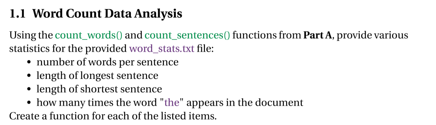 1.1 Word Count Data Analysis Using the count_words() | Chegg.com