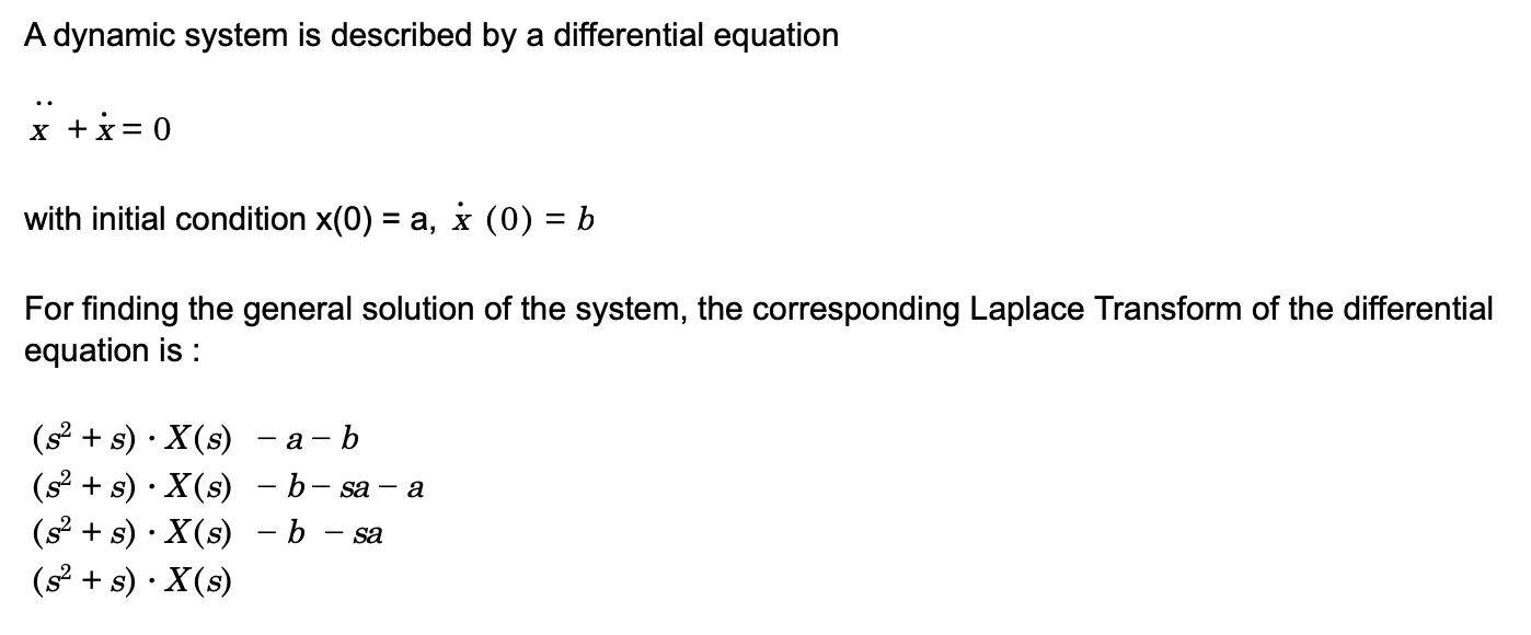 Solved A dynamic system is described by a differential | Chegg.com
