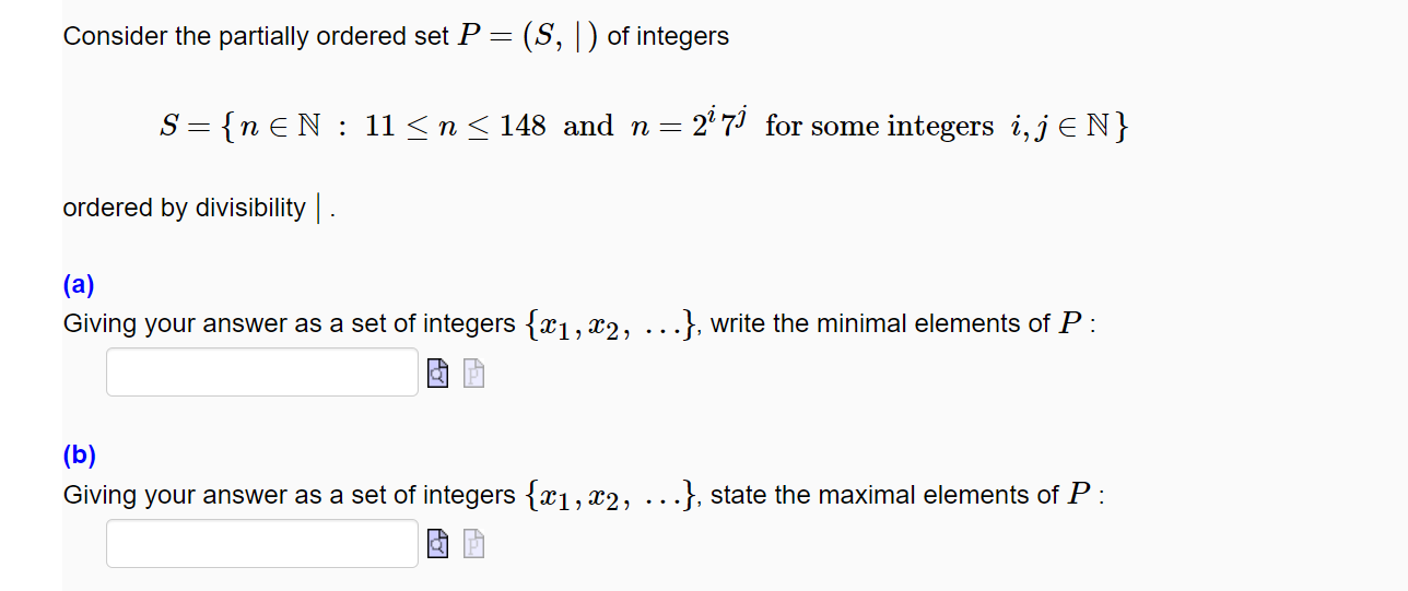 Solved Consider the partially ordered set P = (S, 1) of | Chegg.com