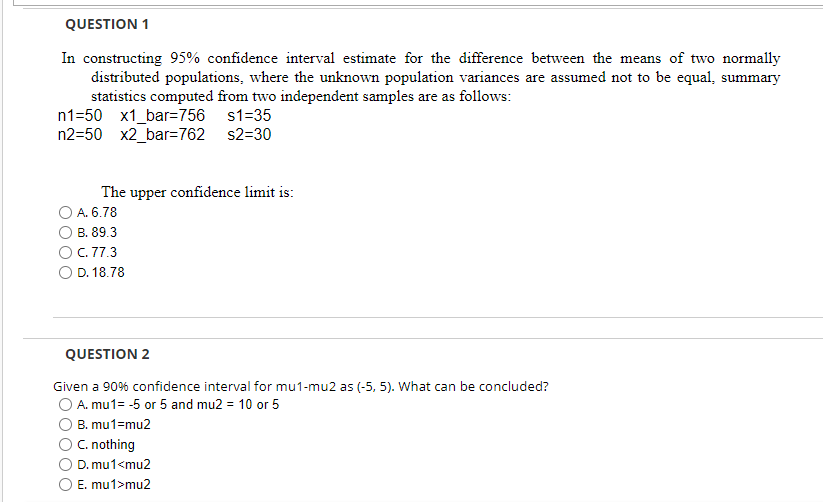 Solved In constructing 95% confidence interval estimate for | Chegg.com