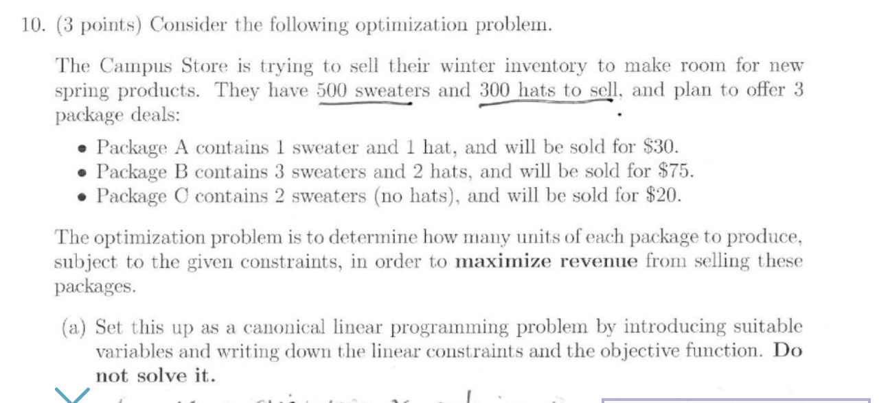 Solved 0. (3 points) Consider the following optimization | Chegg.com