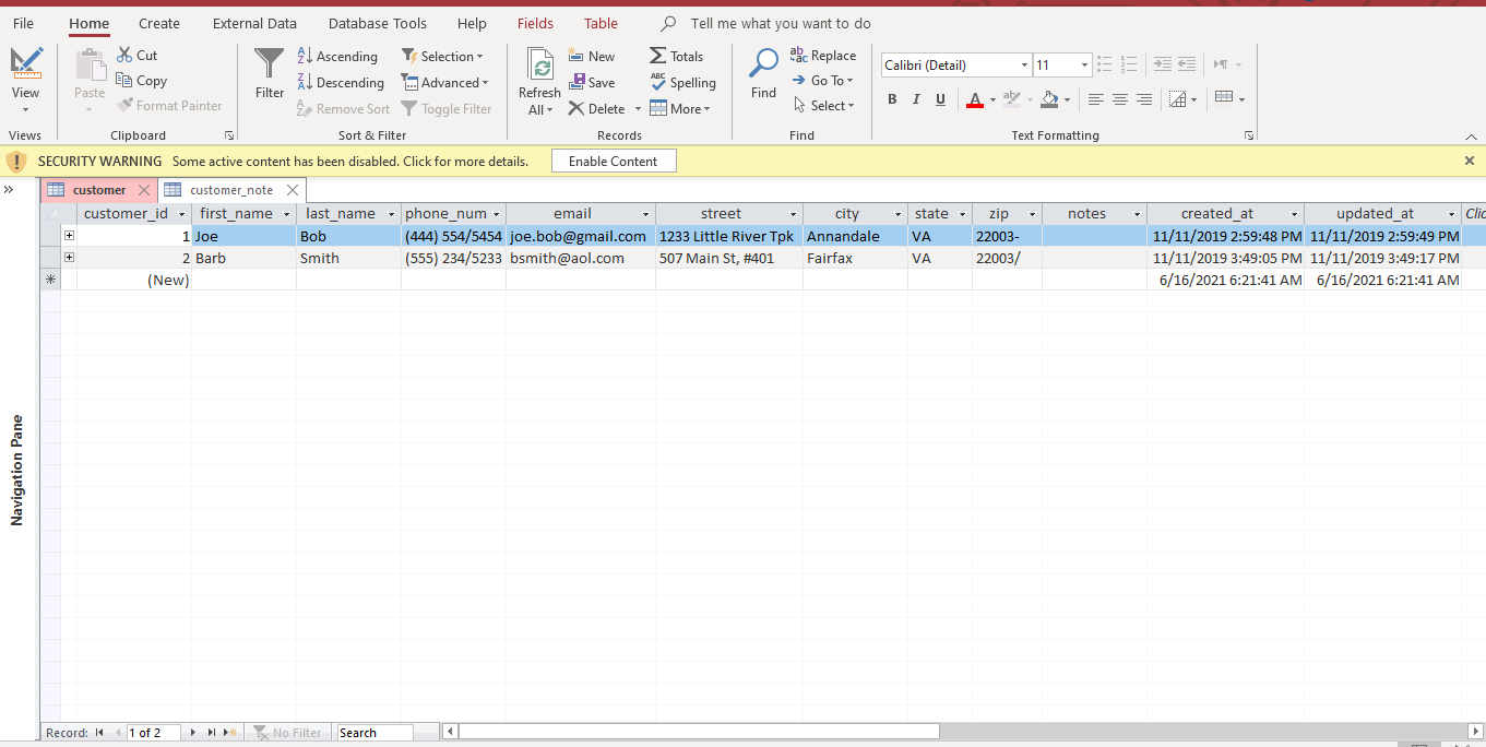 File Home Create External Data Database Tools Help | Chegg.com