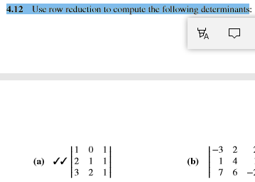 Solved 4.12 Use row reduction to compute the following | Chegg.com